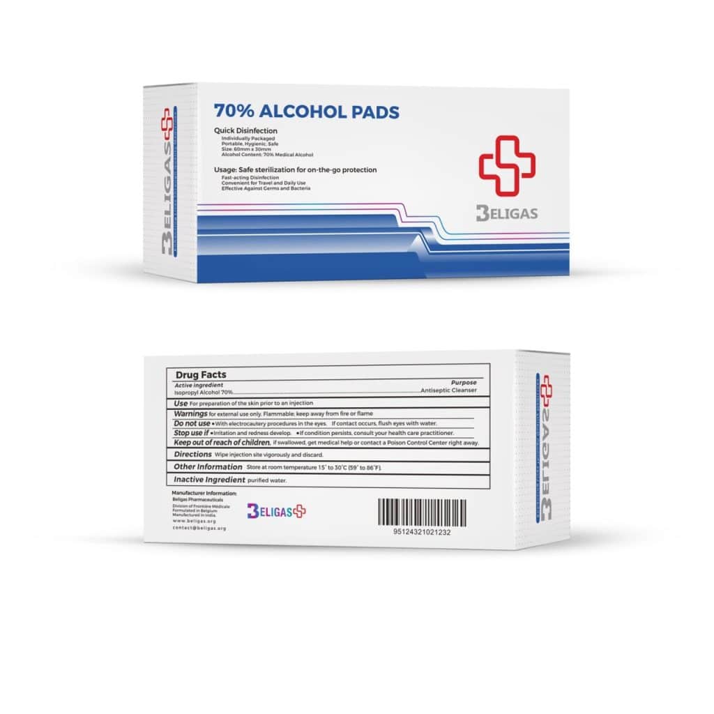 70% Compresas con Alcohol (100 tampones) - Beligas(world) | STERO.is